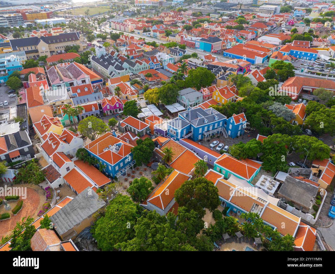 Otrobanda historic center aerial view on Kura Hulanda Village in city ...