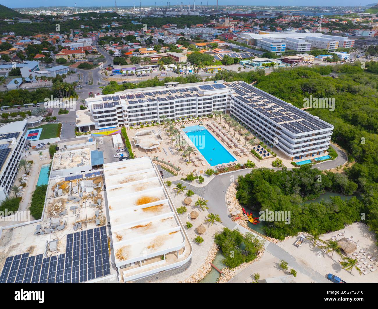 The Rif at Mangrove Beach Corendon Hotel aerial view at Otrobanda, city ...