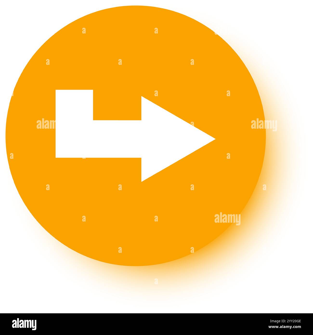 White arrow pointing right on an orange circle creates a simple ...