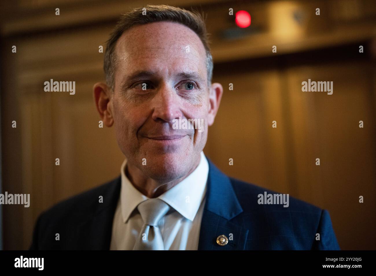 UNITED STATES - DECEMBER 18: Sen. Ted Budd, R-N.C., talks with ...