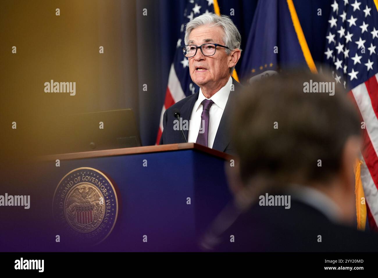 Federal Reserve Board Chairman Jerome Powell speaks during a news ...