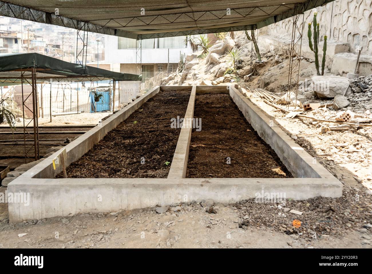 Concrete Compost Pits in a Sustainable Farming Setup with Rocky ...