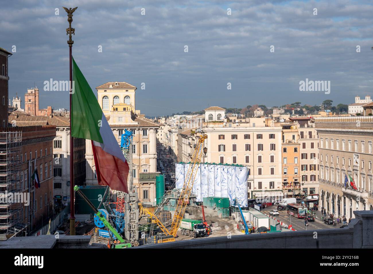 Cranes and trucks seen around the "Constellations of Rome", the title ...