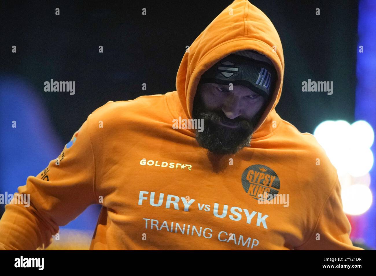 Britain's boxer Tyson Fury arrives for public workout at the Boulevard ...