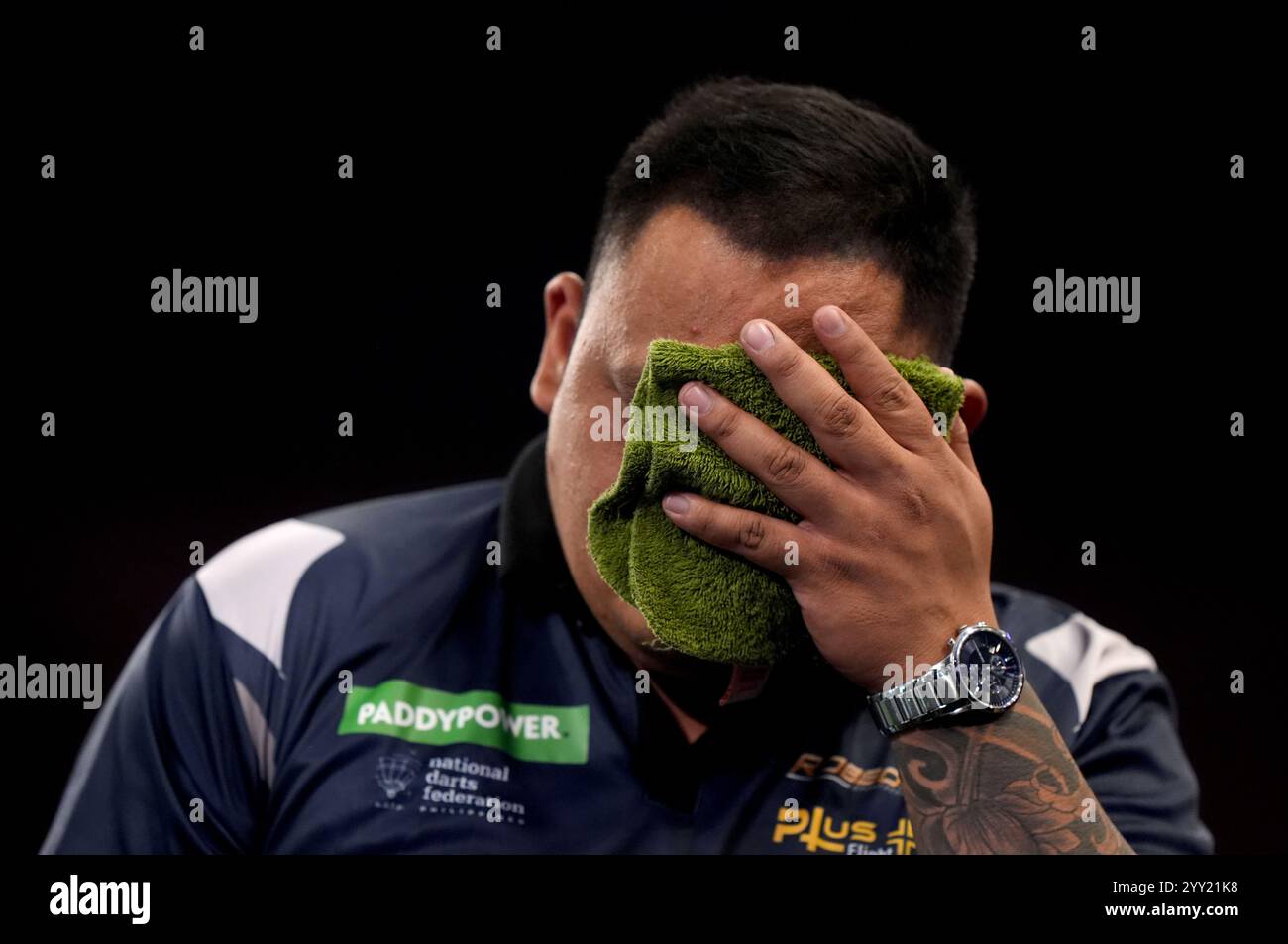Paolo Nebrida during his first round match against Jim Williams on day ...