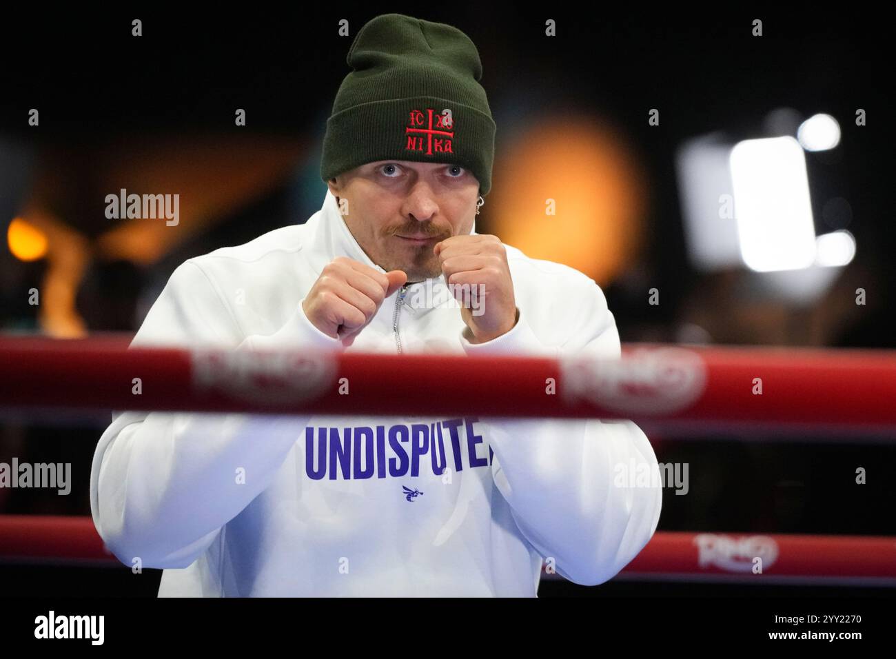 Ukraine's boxer Oleksandr Usyk during a public workout at the Boulevard ...