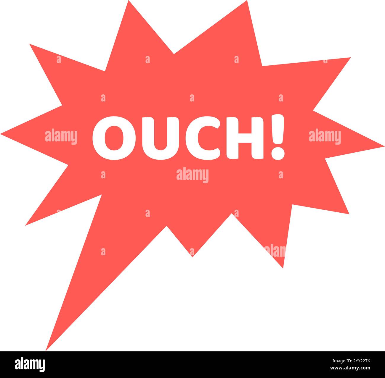 Red jagged speech bubble with the word ouch expressing a sudden feeling ...