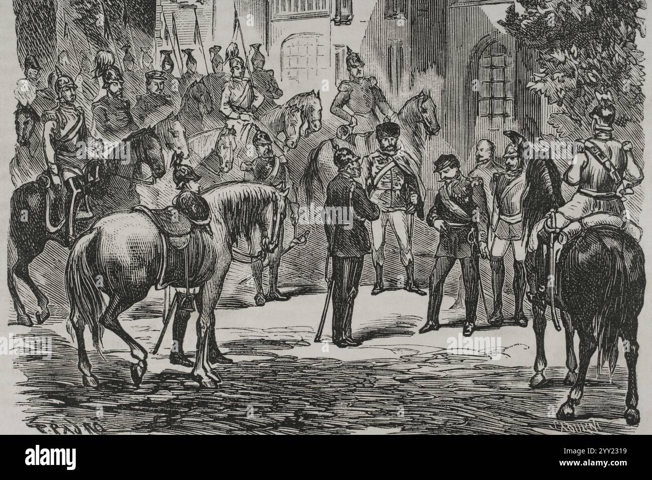 Franco-Prussian War. Napoleon III surrendering to King Wilhelm I of ...