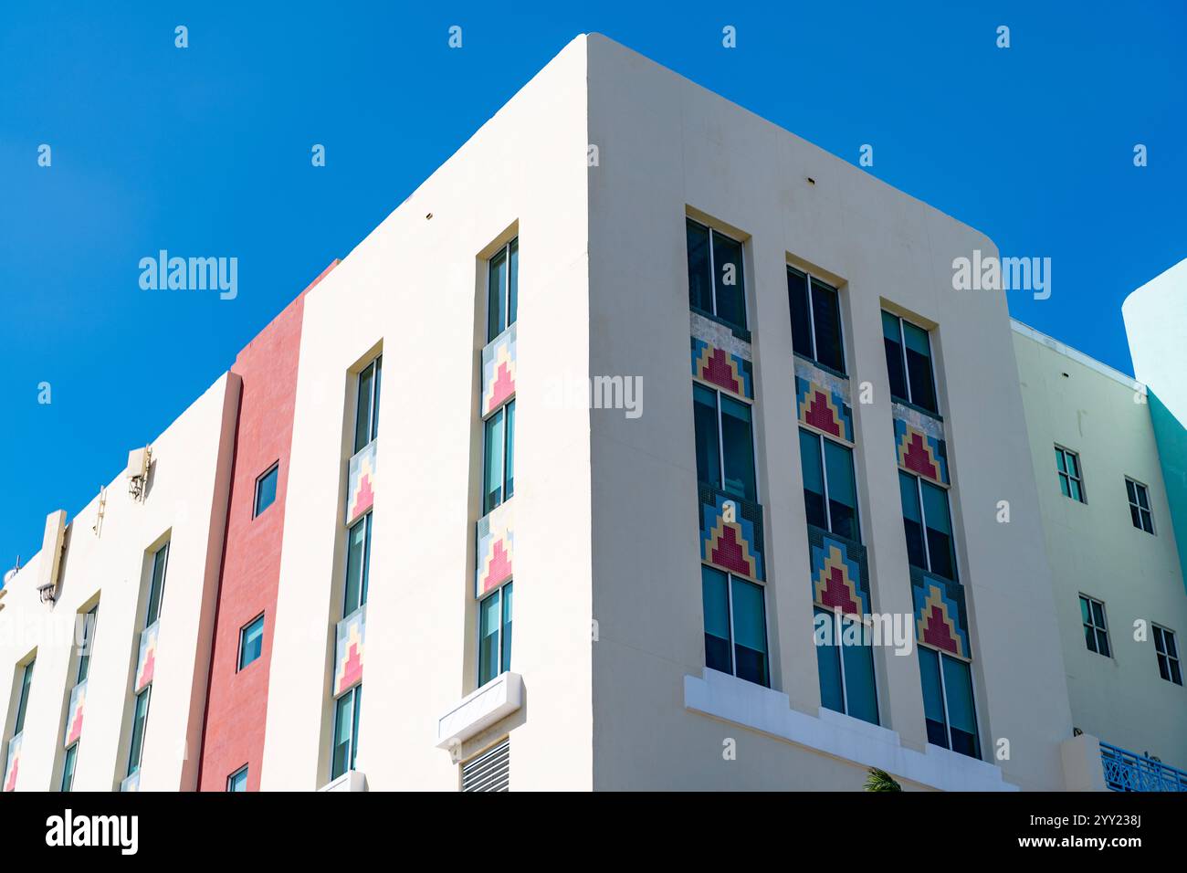 Architectural district. Modern building of Miami beach. Ocean drive ...