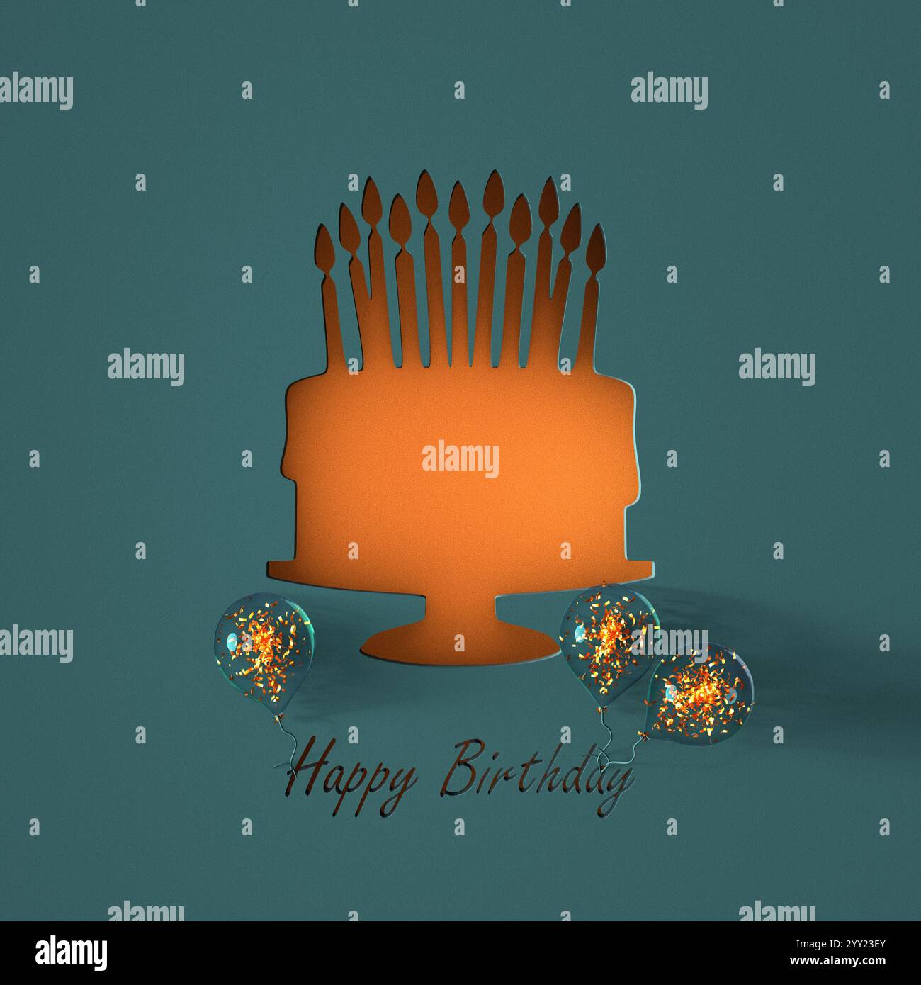 Birthday greeting text with cut out birthday cake and transparent ...