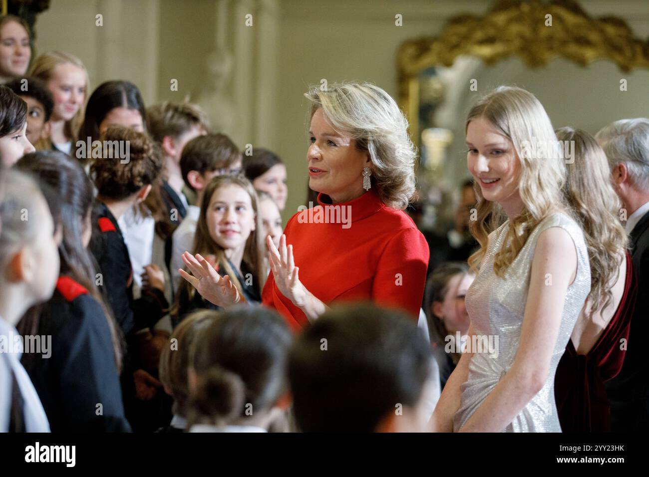 Queen Mathilde of Belgium and Princess Eleonore pictured during the ...