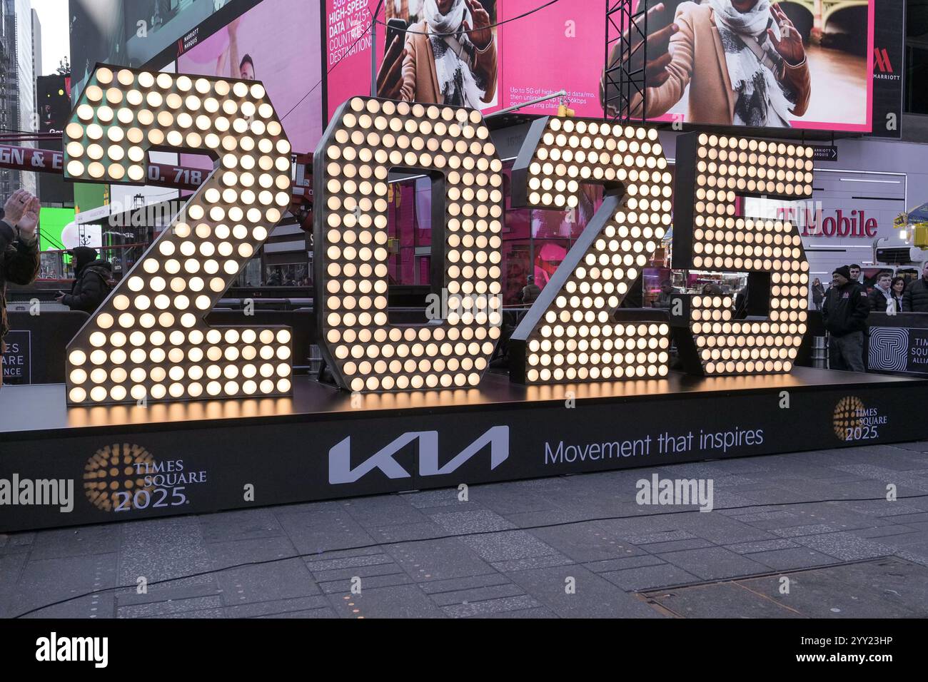 New York, New York, USA. 18th Dec, 2024. Giant 7 foot tall numerals ...