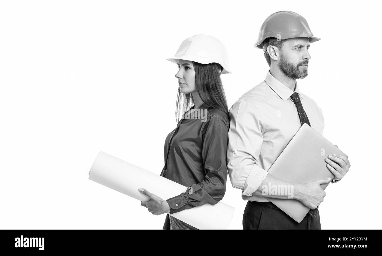 Architect planning work. Chief engineer and architect in hardhat ...