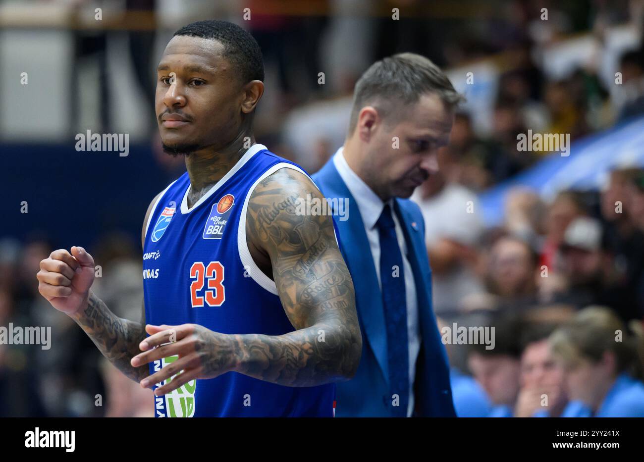 18 December 2024, Saxony-Anhalt, Weißenfels: Basketball: Bundesliga ...