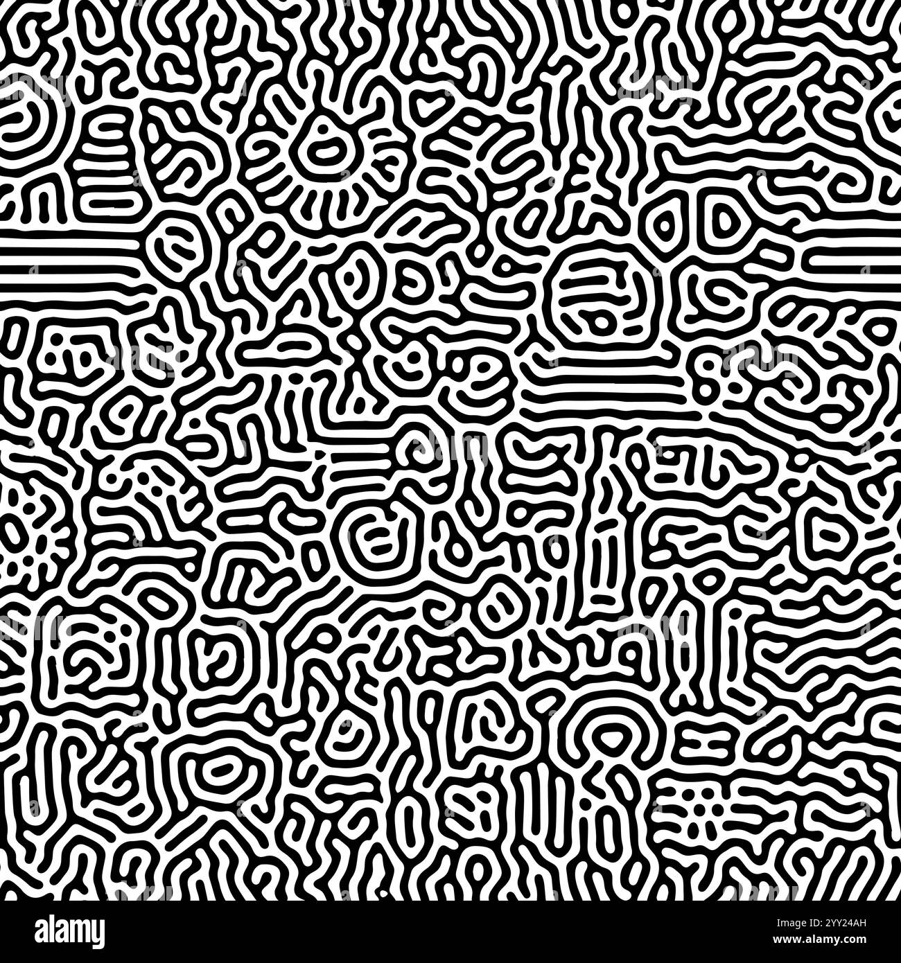 Intricate black and white geometric pattern with abstract organic ...