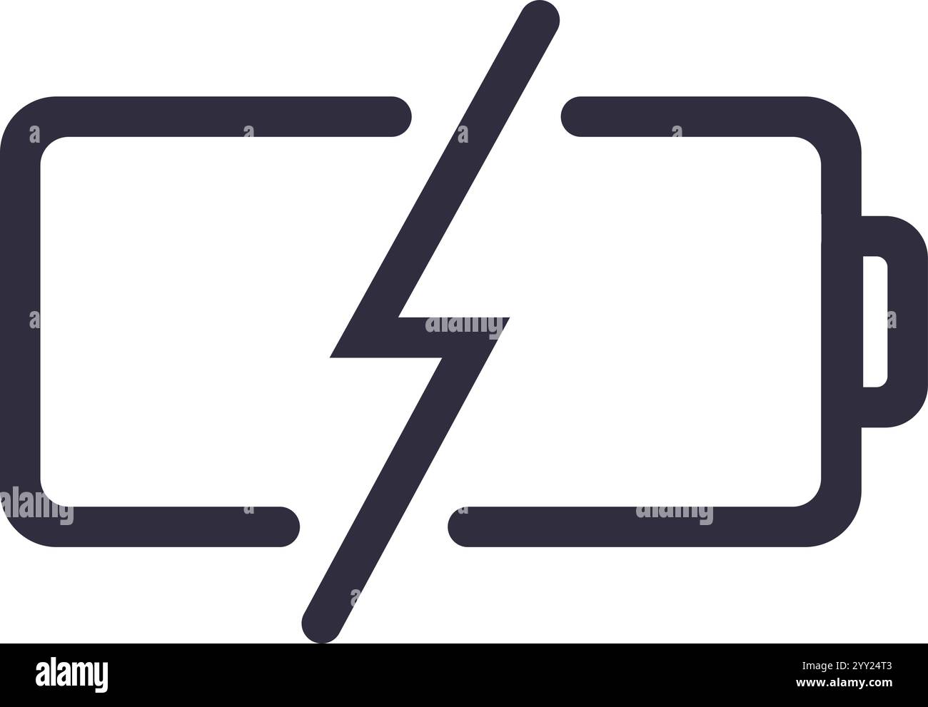 Minimalist vector illustration featuring a battery icon with a ...