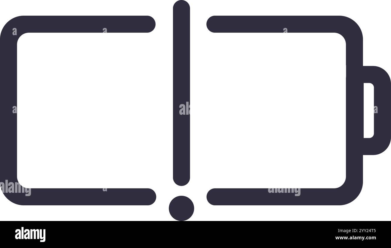 Simple vector icon depicting an empty battery, indicating low power ...