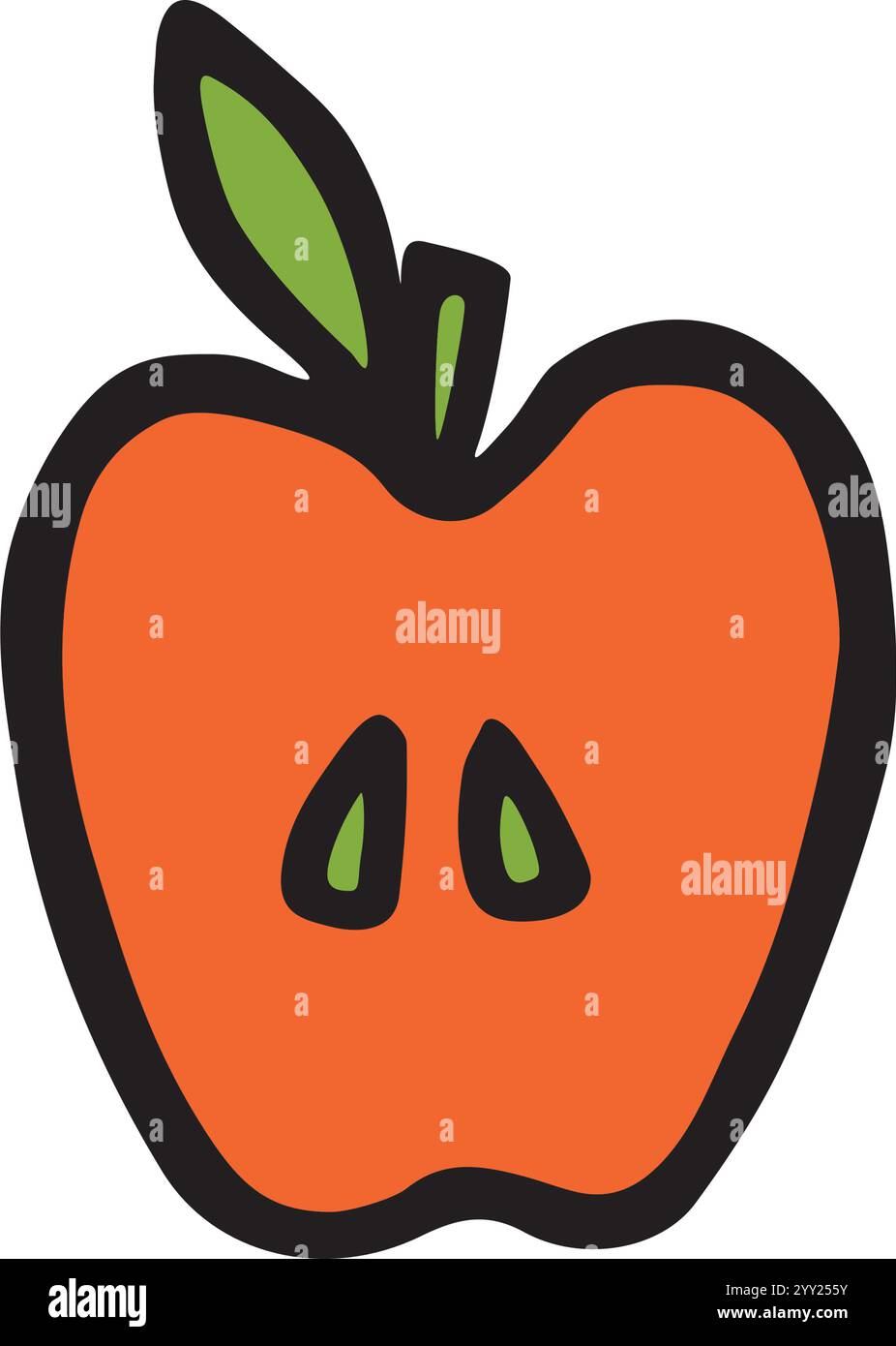 Apple doodle icon or logo, hand drawn with thin line. Isolated on white ...