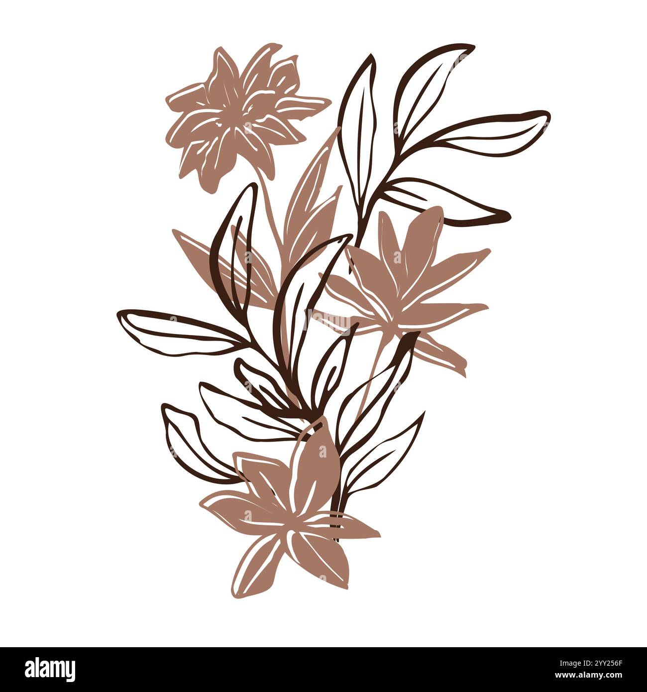 Minimalistic vector botanical illustration. hand drawn flowers and ...