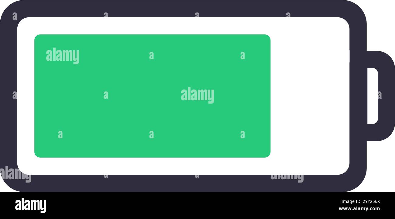 Partially charged battery icon featuring a green indicator level ...