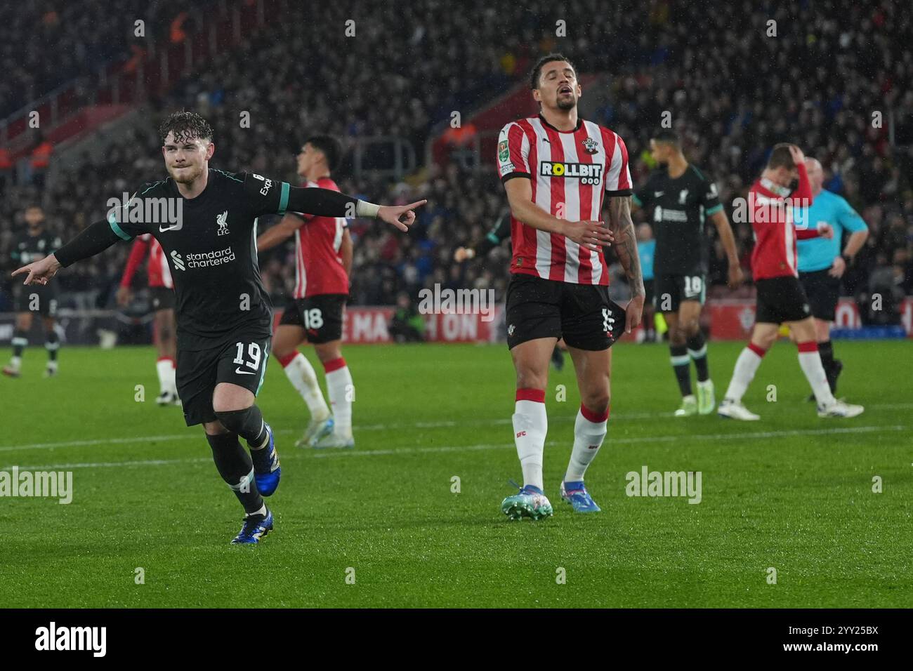 Liverpool's Harvey Elliott celebrates after scoring during the English ...