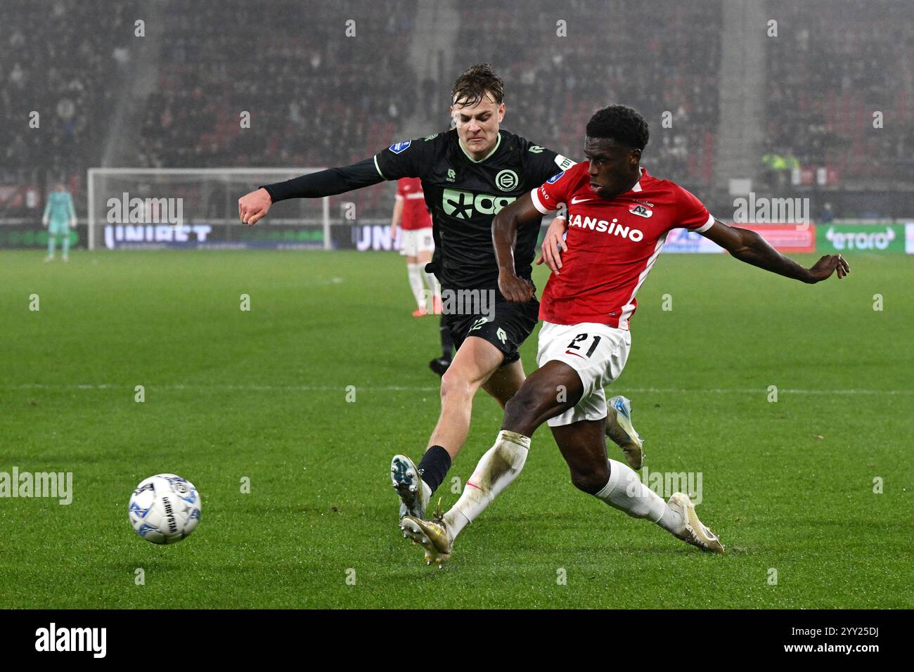 ALKMAAR - (l-r) Finn Stam of FC Groningen, Ernest Poku of AZ Alkmaar ...