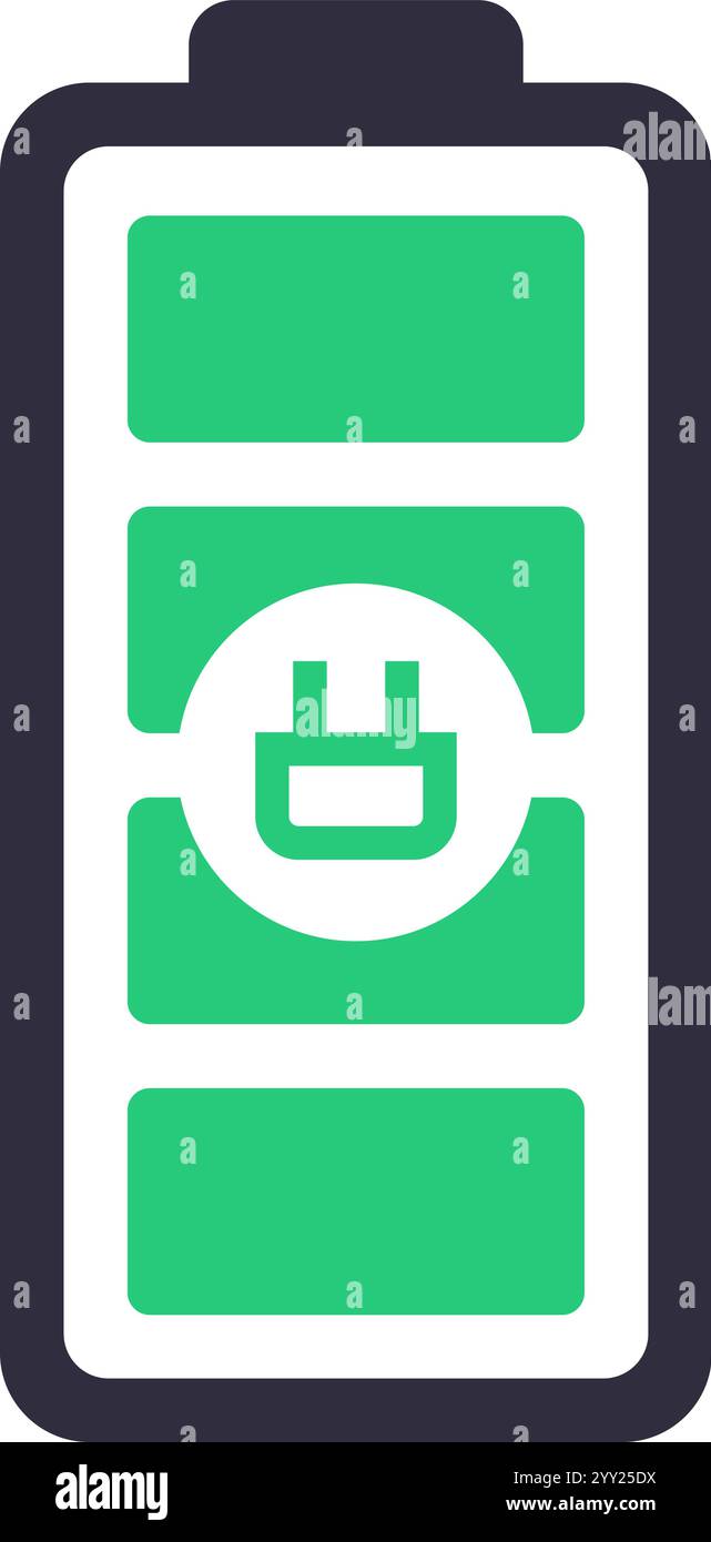 Charging battery icon displaying a plug symbol alongside a vibrant ...