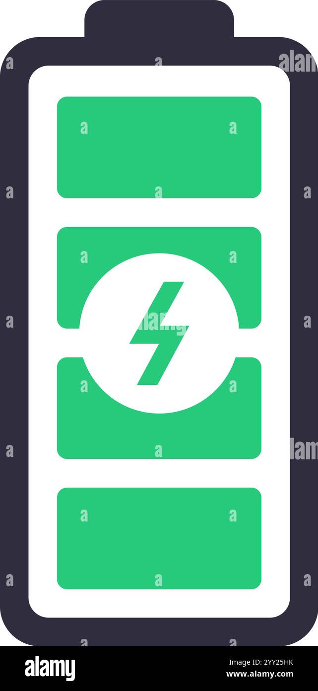 Green battery icon featuring a lightning bolt symbol, charging rapidly ...