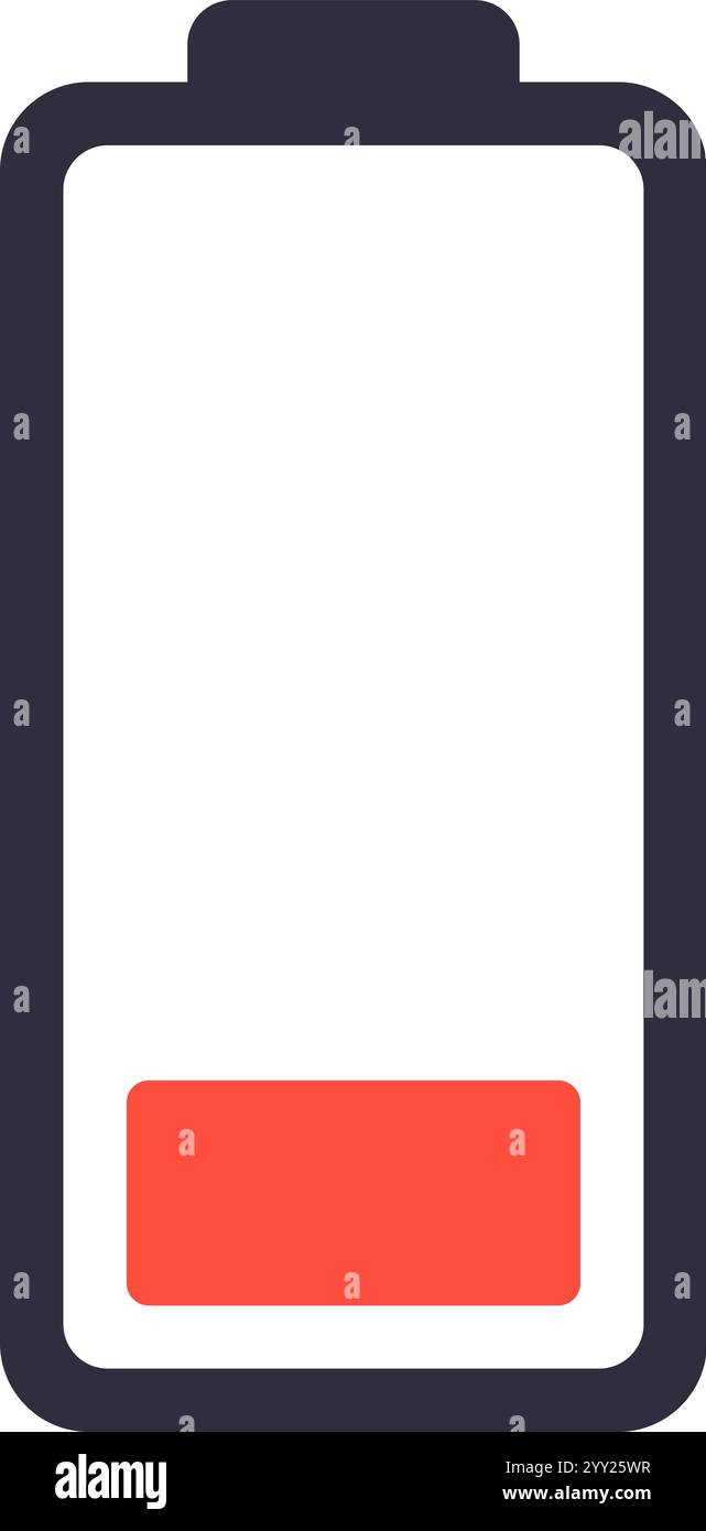 Minimalist vector illustration featuring a low battery icon ...