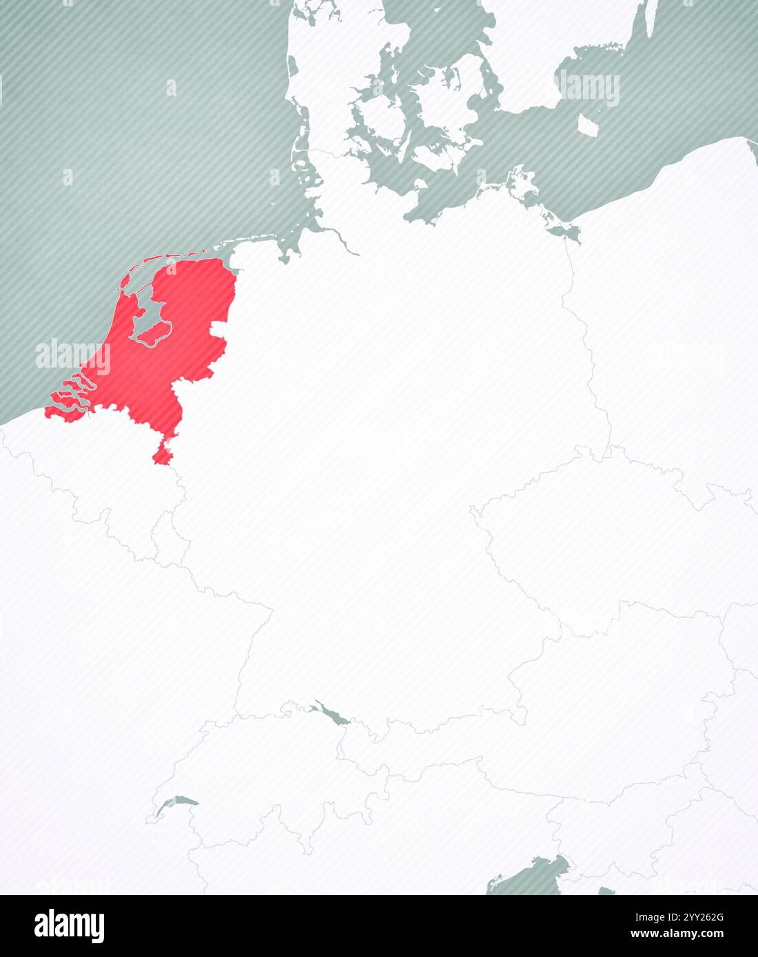 Netherlands on the map of Germany with softly striped vintage ...