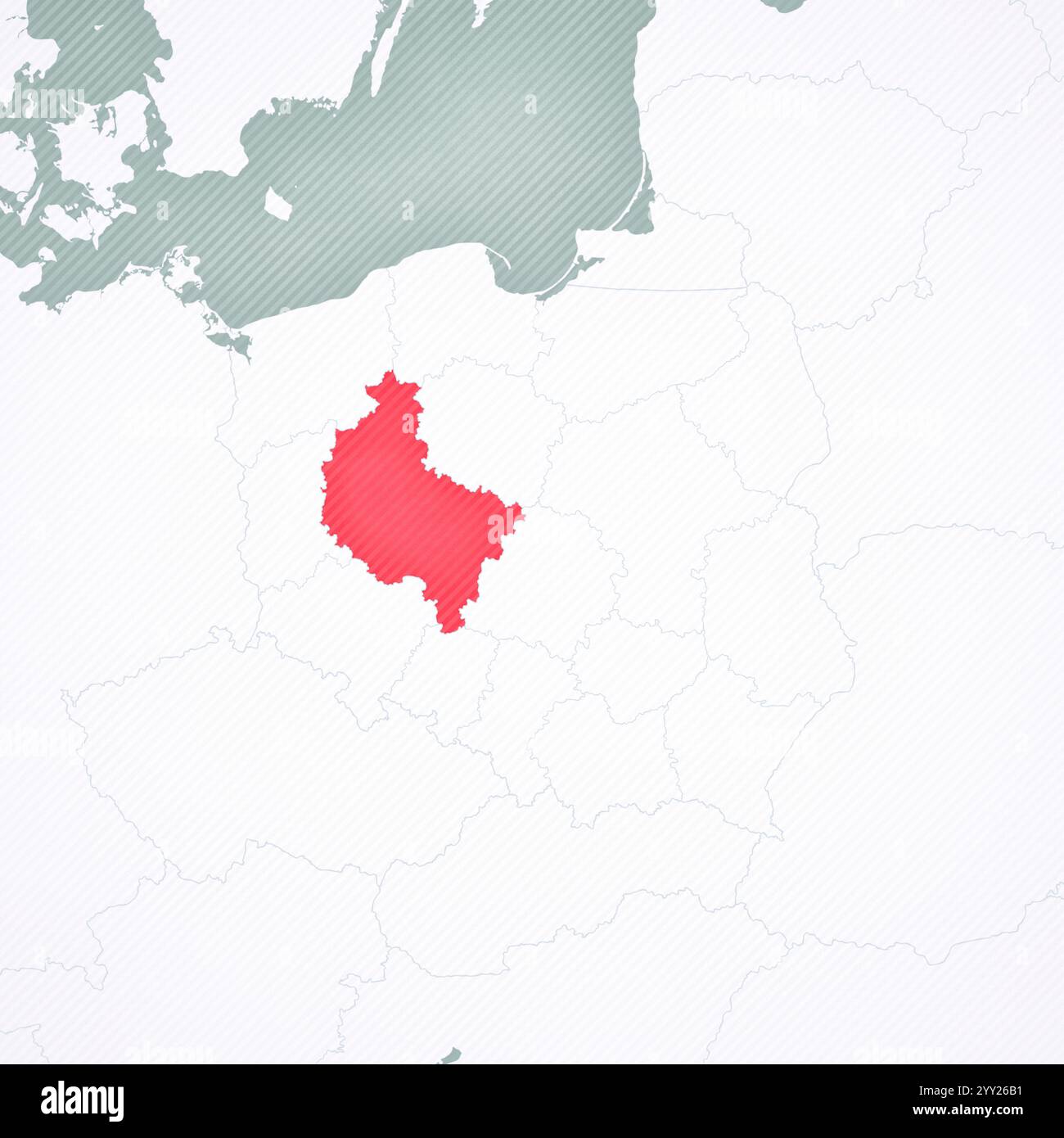 Greater Poland on the map of Poland with softly striped vintage ...