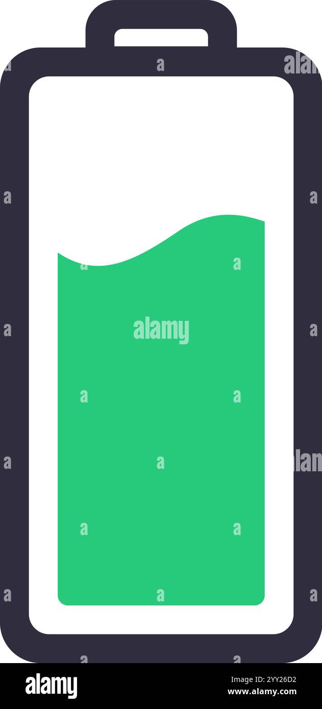 Simple icon featuring a half full battery charging, representing energy ...