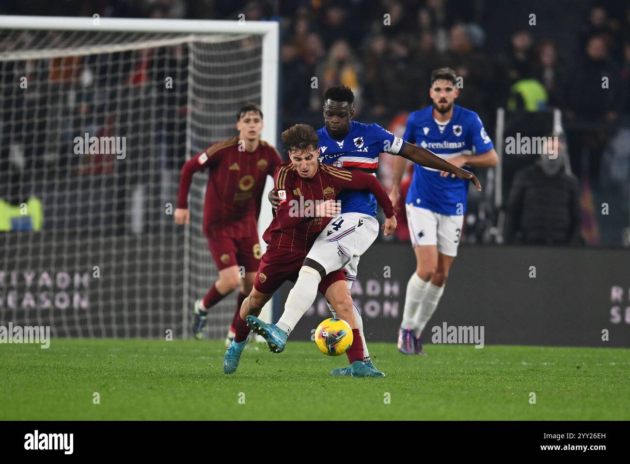 Tommaso Baldanzi of A.S. Roma and Ronaldo Vieira of U.C. Sampdoria in ...