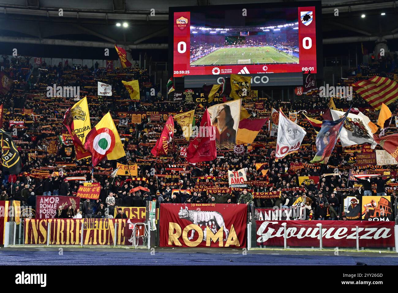 Supporters of A.S. Roma during the Frecciarossa Italian Cup round of 16 ...