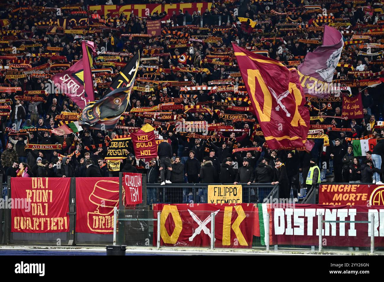 Supporters of A.S. Roma during the Frecciarossa Italian Cup round of 16 ...