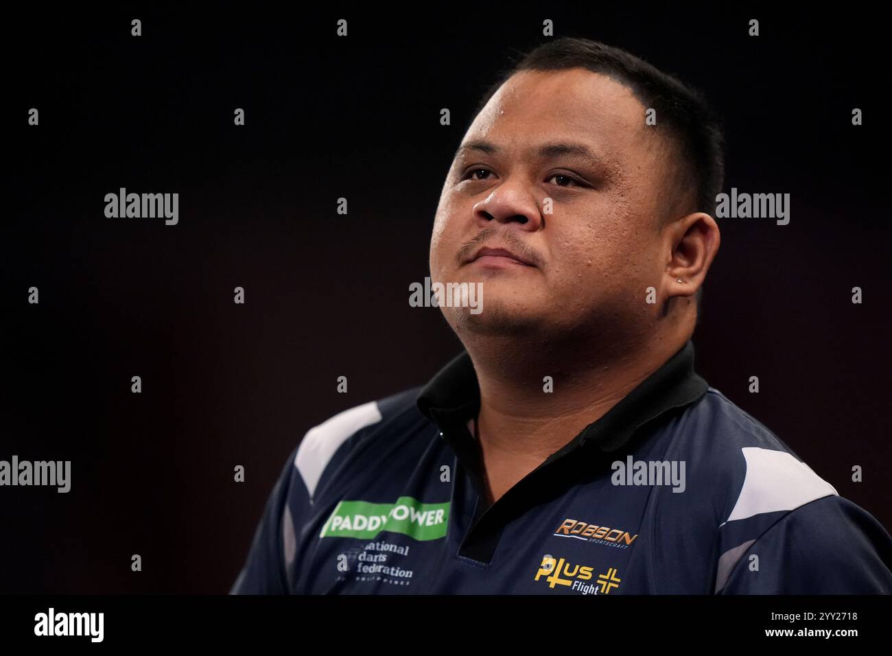 Paolo Nebrida during his first round match against Jim Williams on day ...