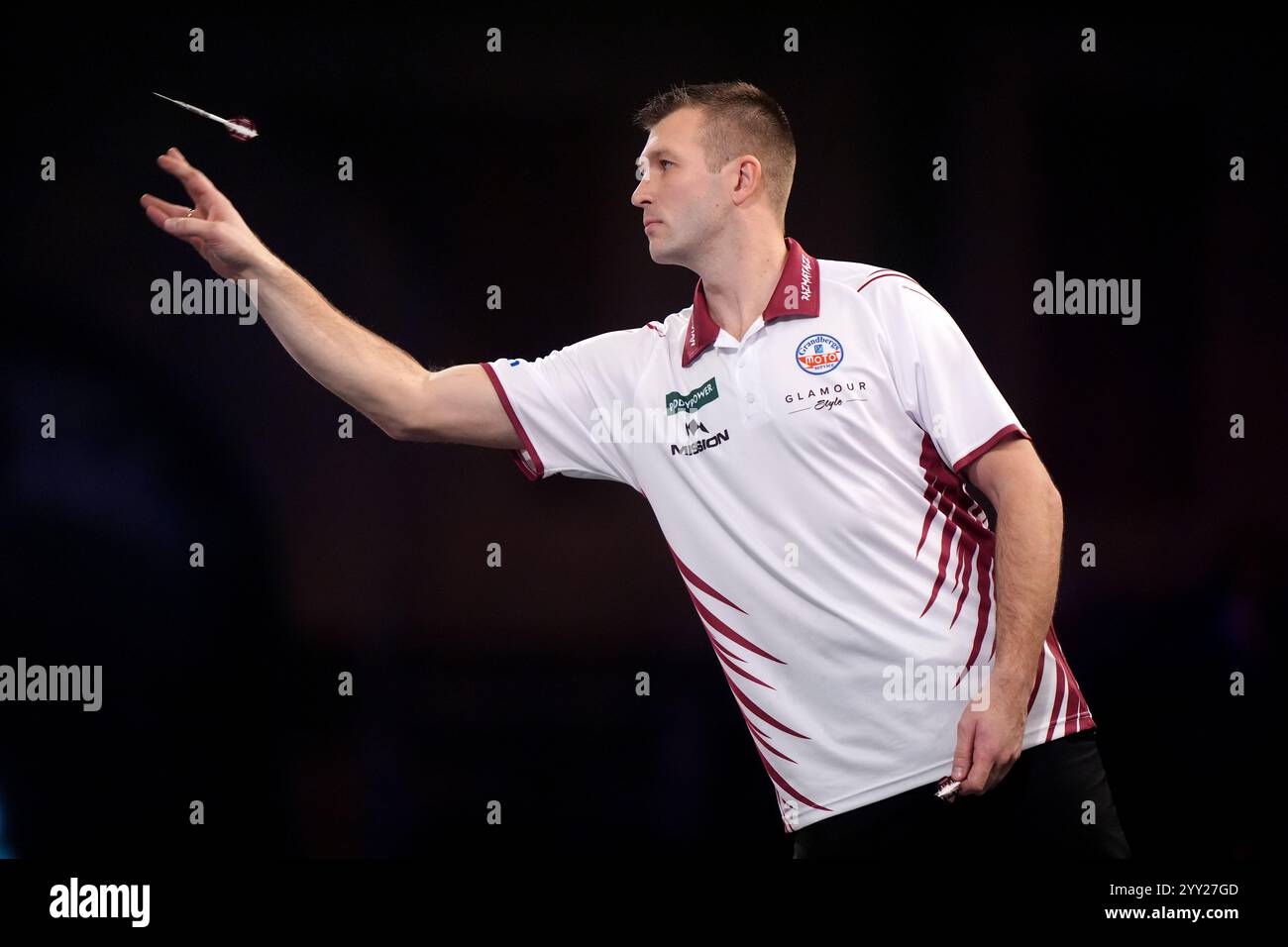 Madars Razma during his first round match against Christian Kiston day ...