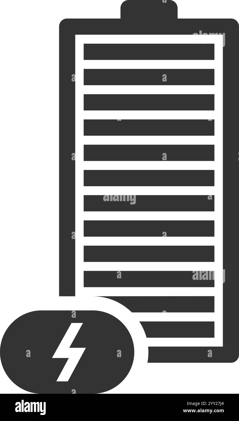 Battery icon indicating full charge status with lightning bolt symbol ...