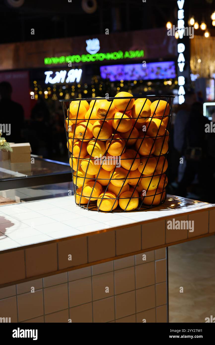 Vibrant Citrus Display A Basket Overflowing with Fresh, Juicy Oranges ...