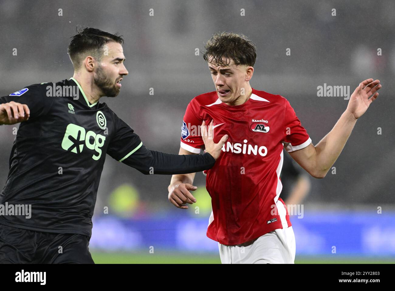 ALKMAAR - (l-r) Marco Rente of FC Groningen, Sven Mijnans of AZ Alkmaar during the KNVB Cup ...