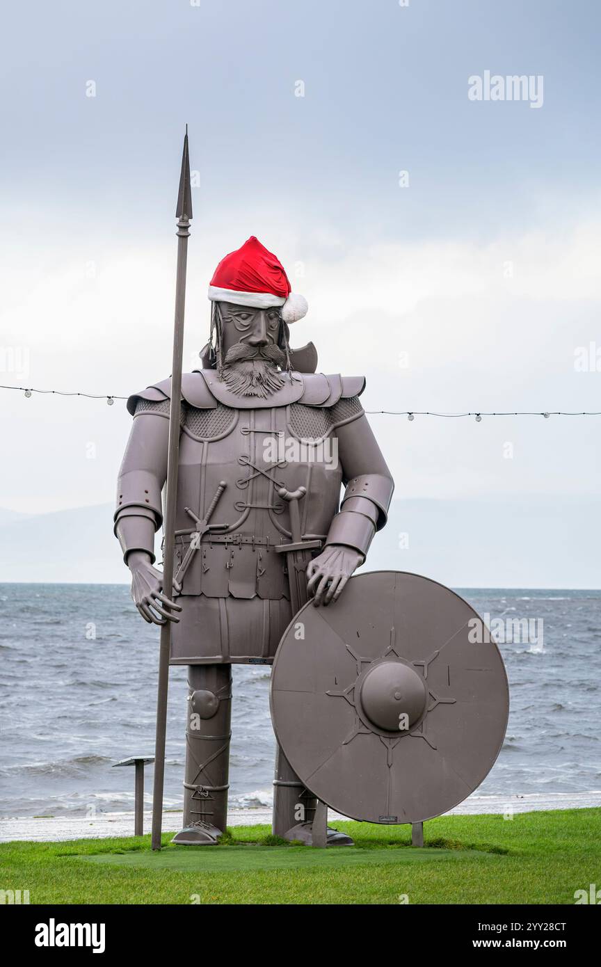 Magnus the Viking sculpture wearing a Christmas Santa Hat, Largs ...