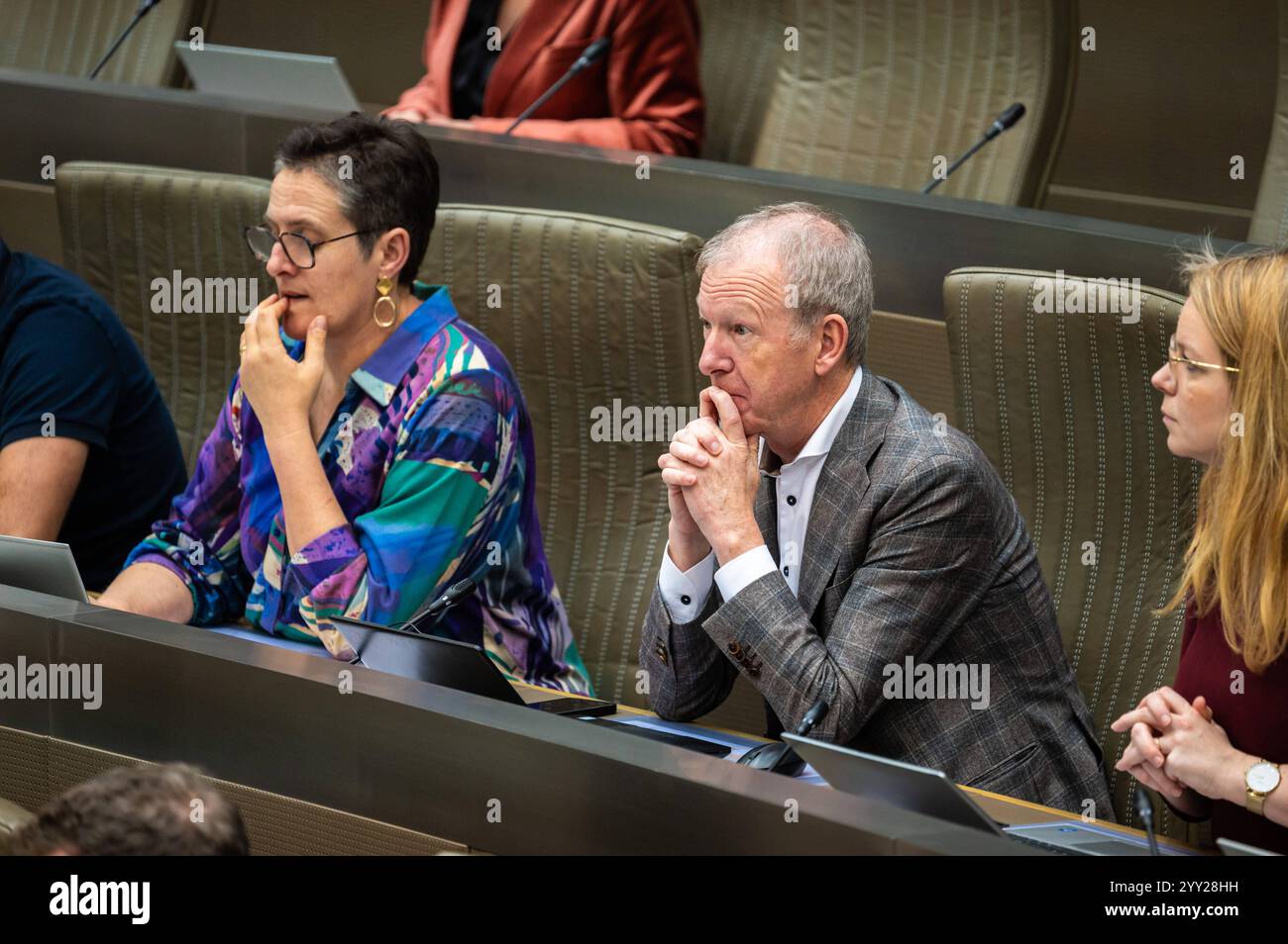 Koen Dillen NVA and Mien Van Olmen CD&V at the Flemish parliament ...