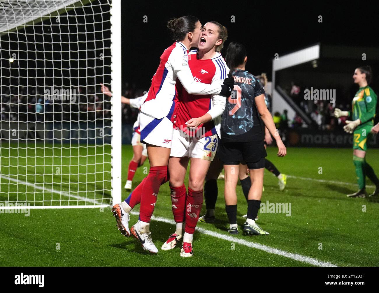 Arsenal's Alessia Russo (facing) celebrates scoring their side's second ...