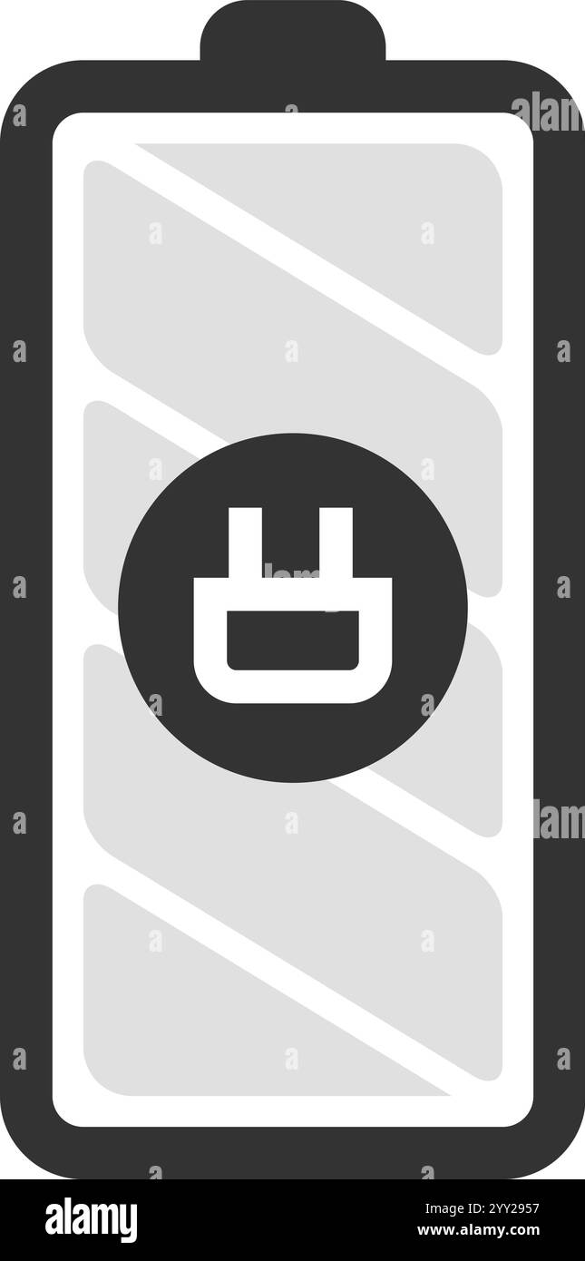 Battery icon showing charging status and electric plug symbol ...