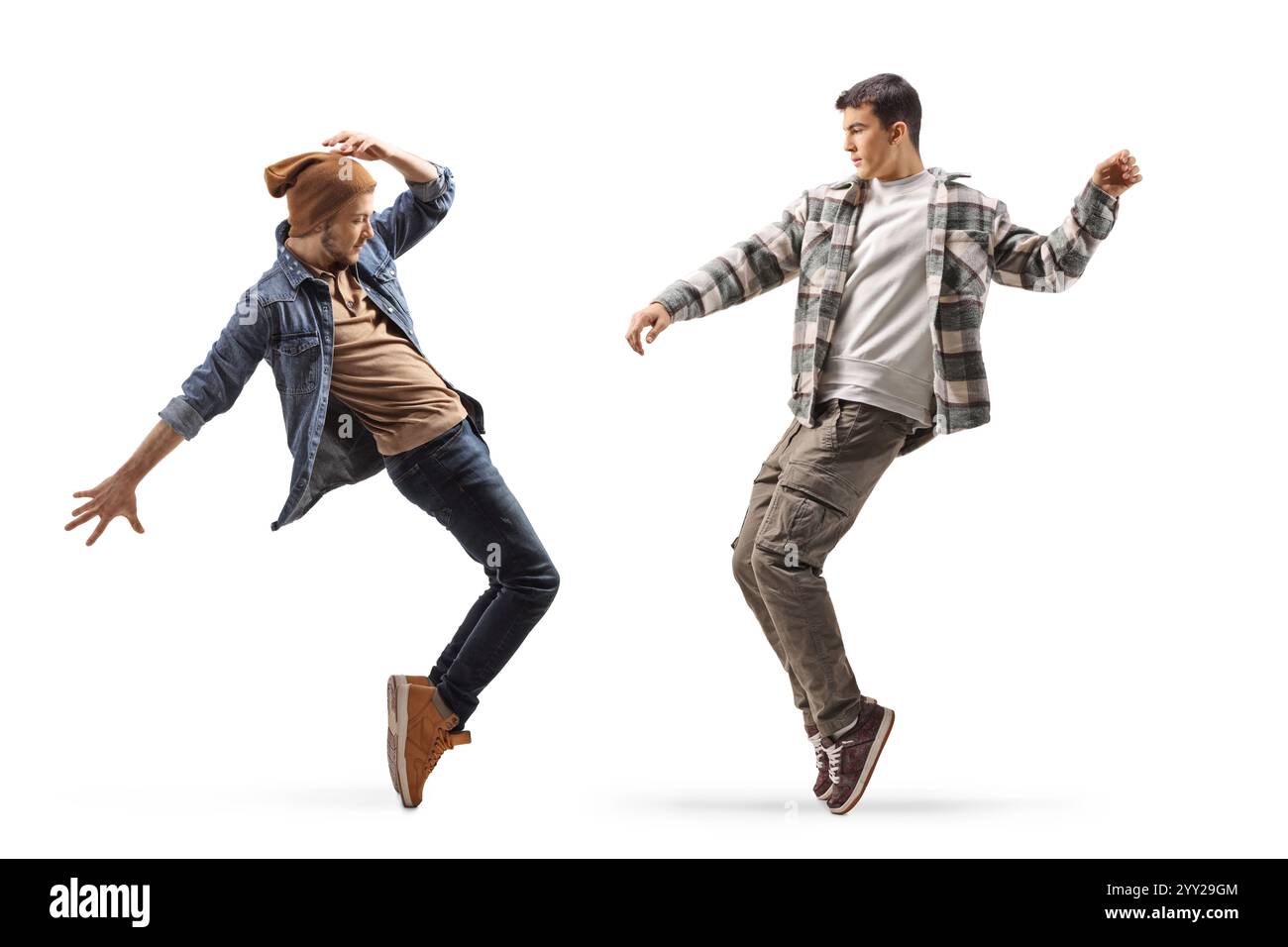 Two guys dancing hip-hop style isolated on white background Stock Photo ...