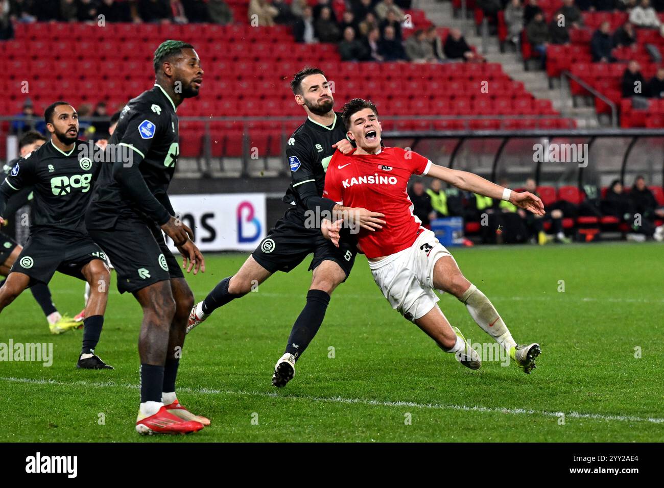 ALKMAAR - (l-r) Marco Rente of FC Groningen, Wouter Goes of AZ Alkmaar during the KNVB Cup match ...