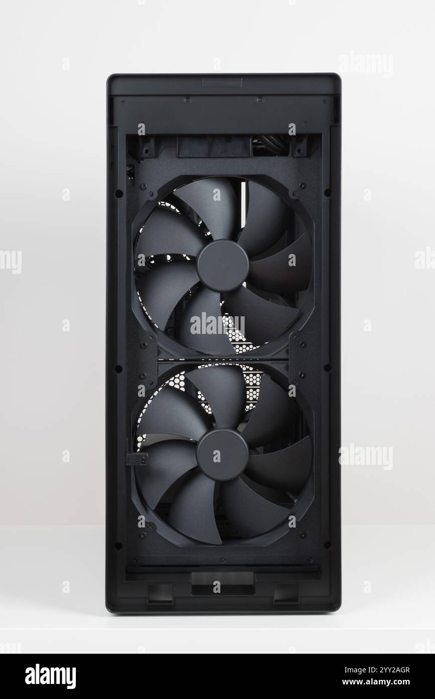 Front view of empty big tower, PC case, chassis, two pre-installed ...