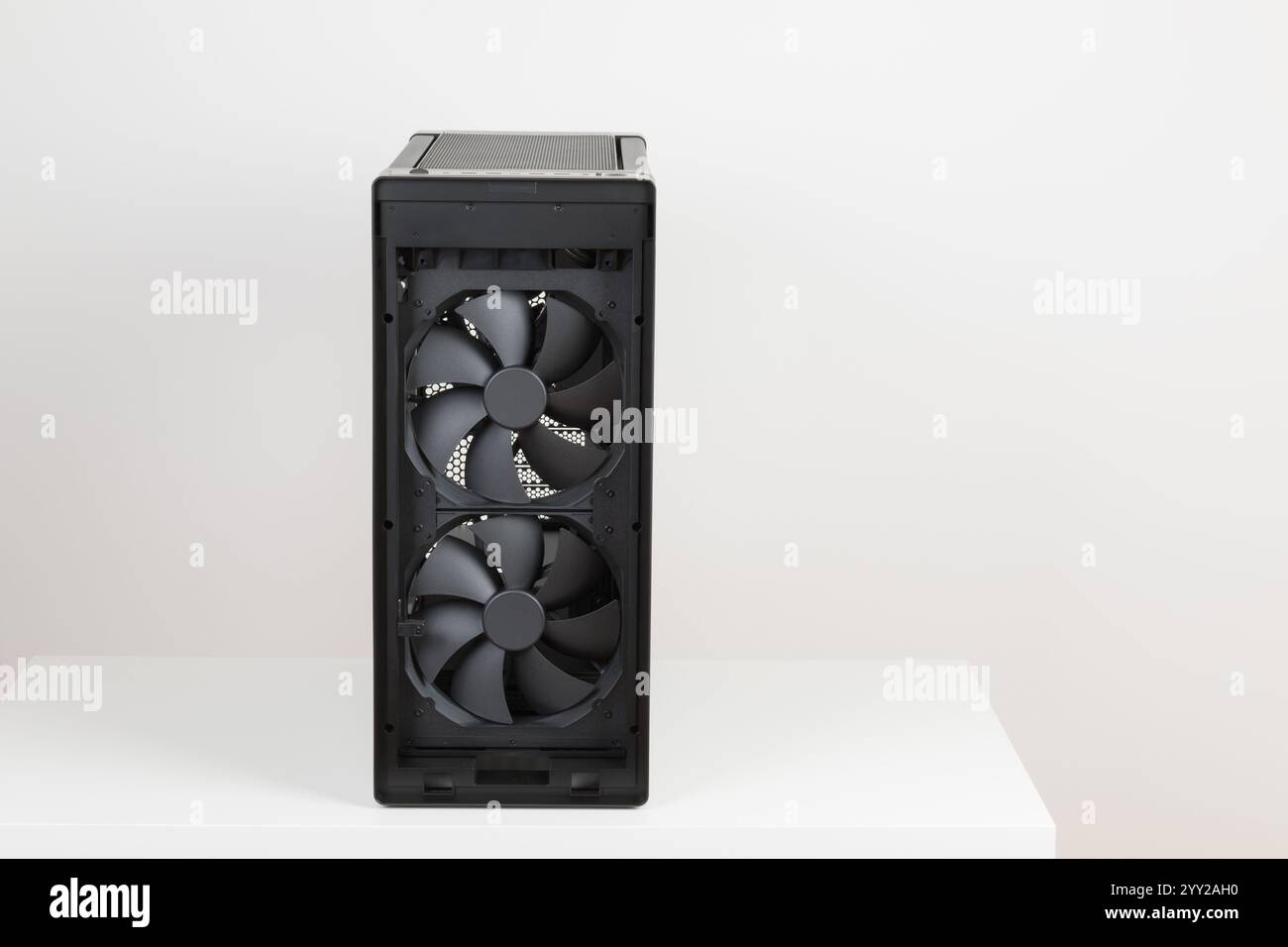 Front view of empty big tower, PC case, chassis, two pre-installed ...