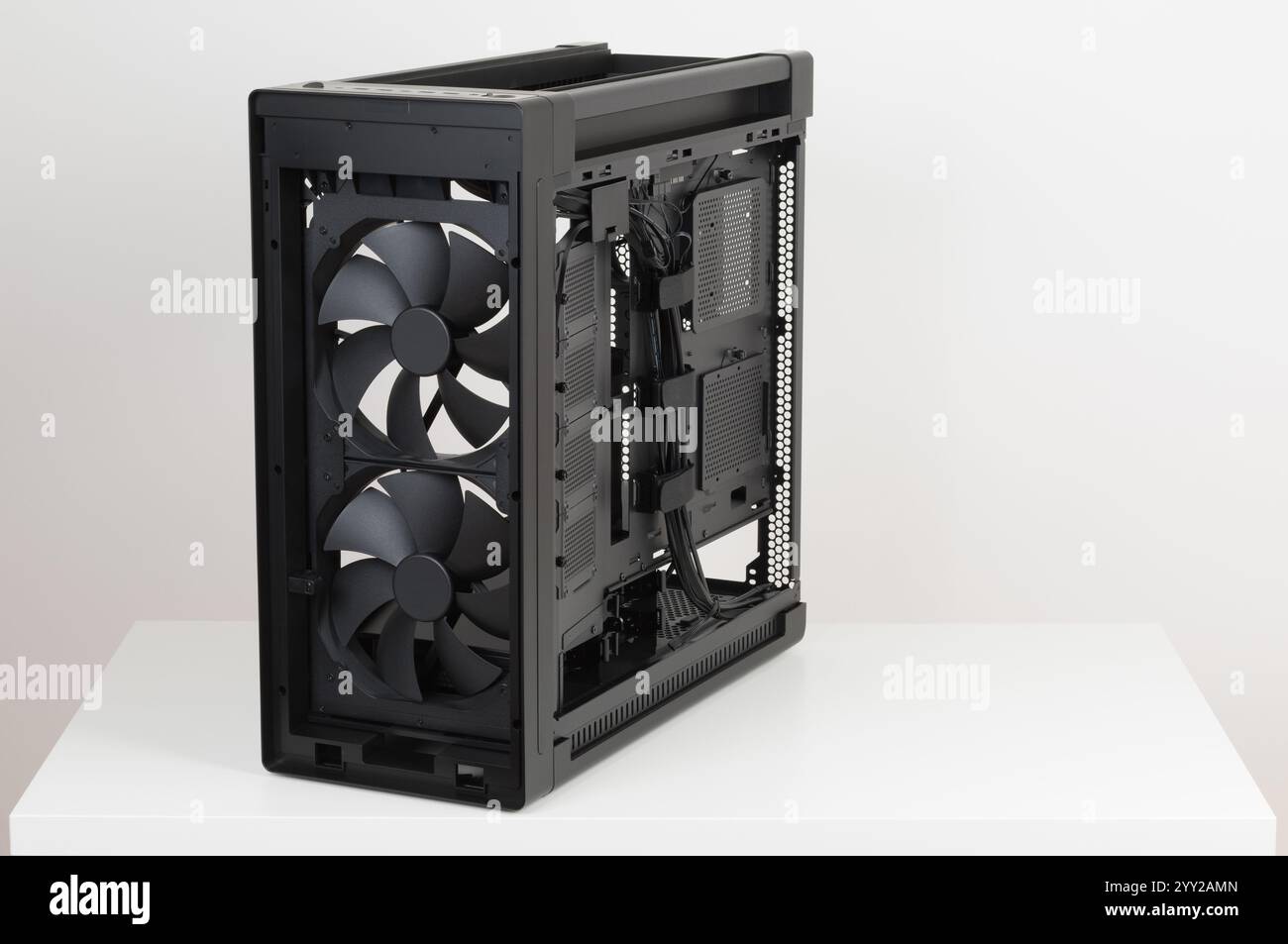 Side view of empty big tower, PC case, chassis, without upper , front ...