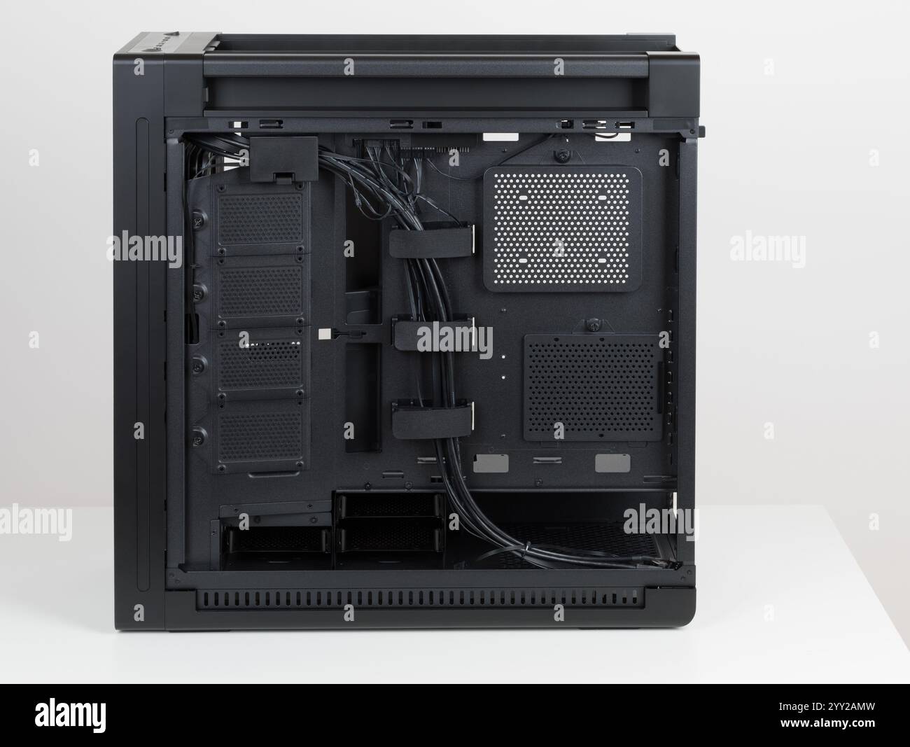 Side view of empty big tower, PC case, chassis. Chassis supports up to ...